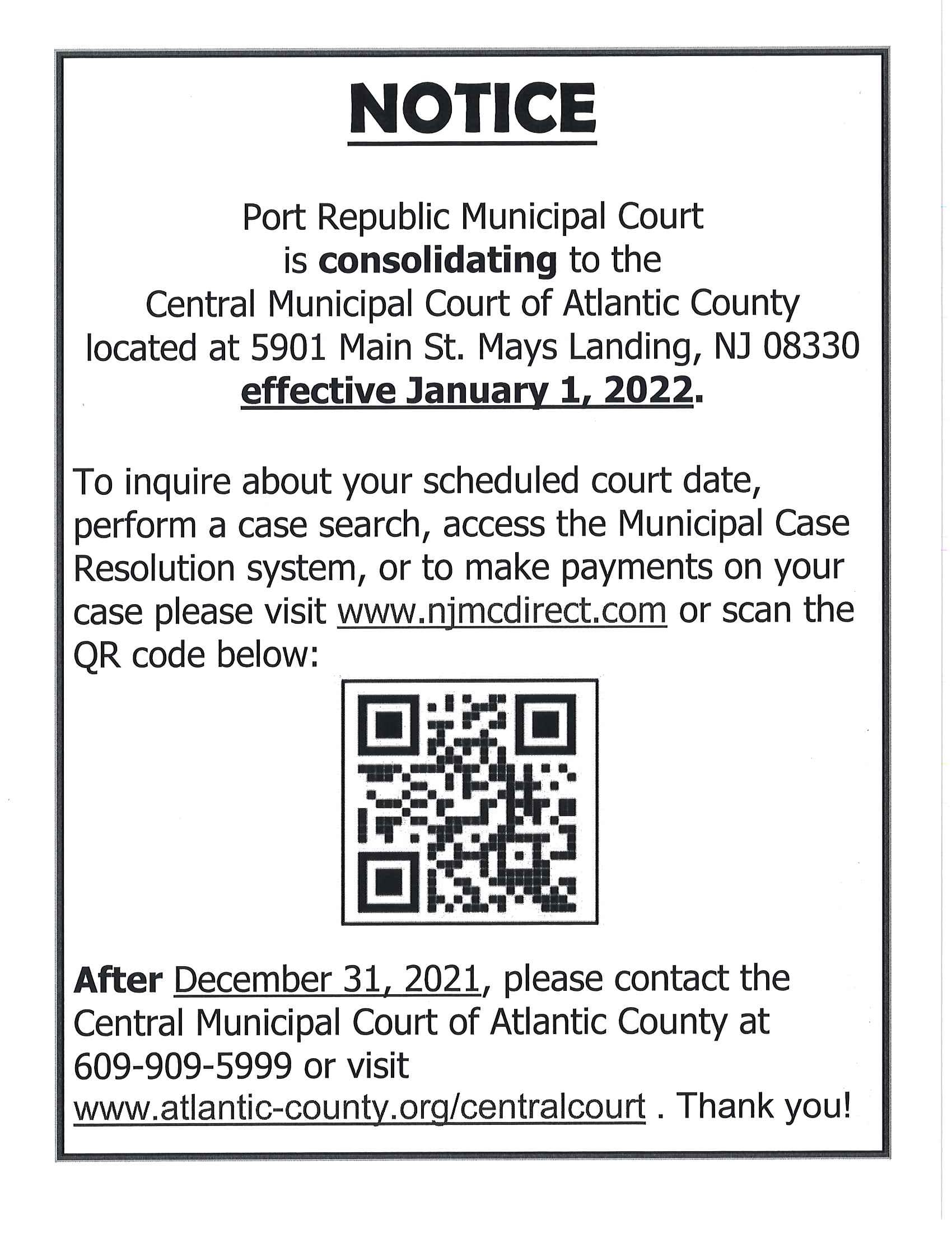 Municipal Court – City of Port Republic