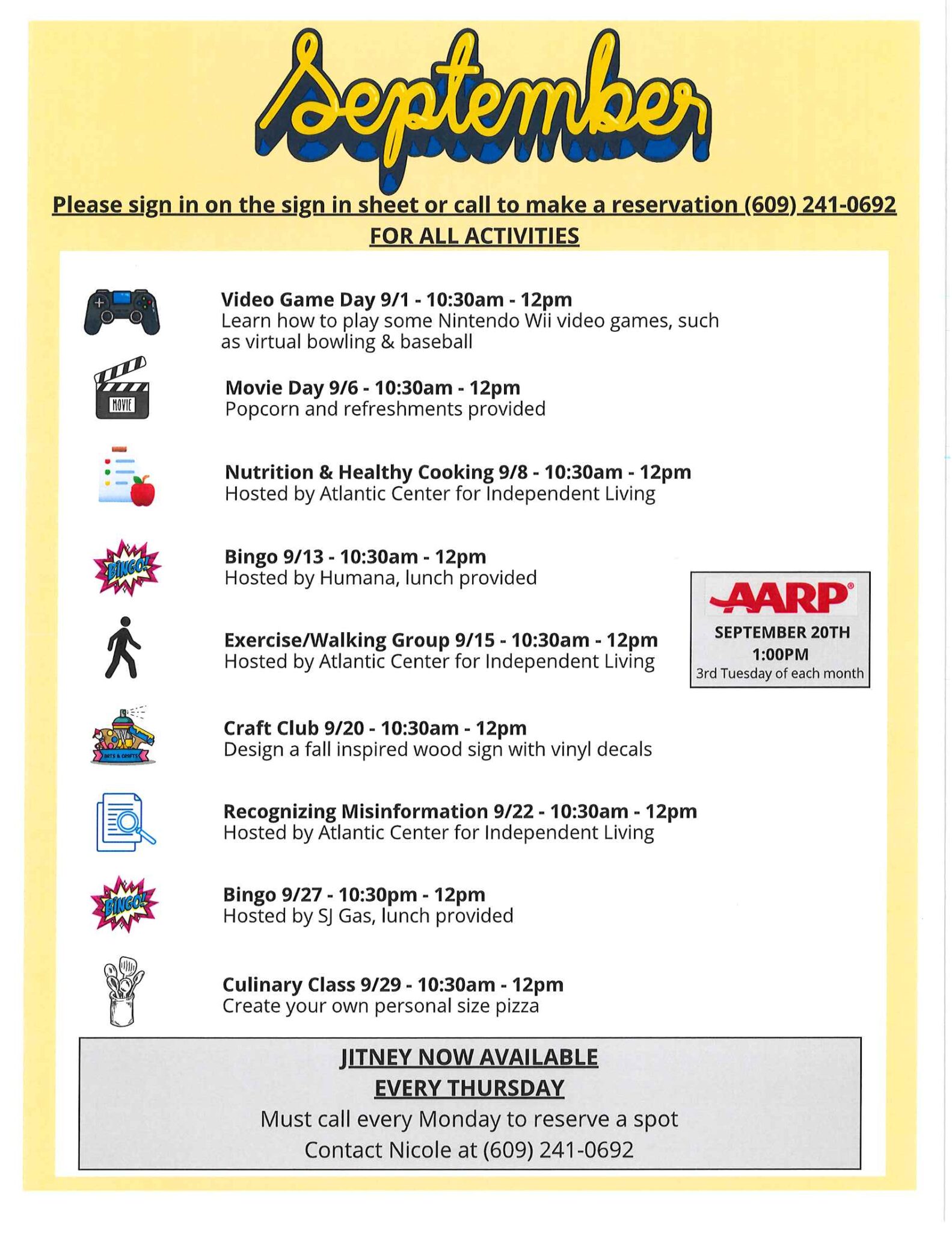 Galloway Township Senior Services Calendar – September 2022 – City of ...