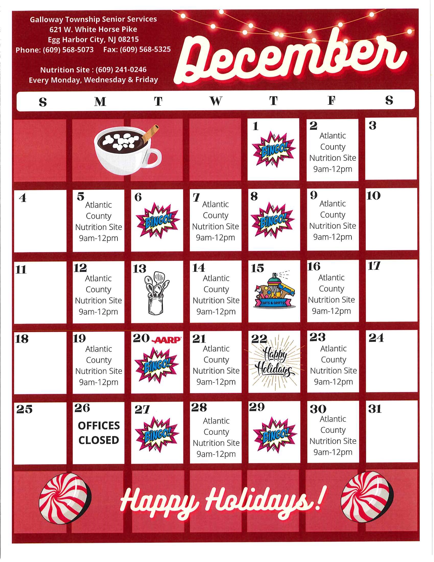 Galloway Township Senior Services Calendar – December 2022 – City of ...