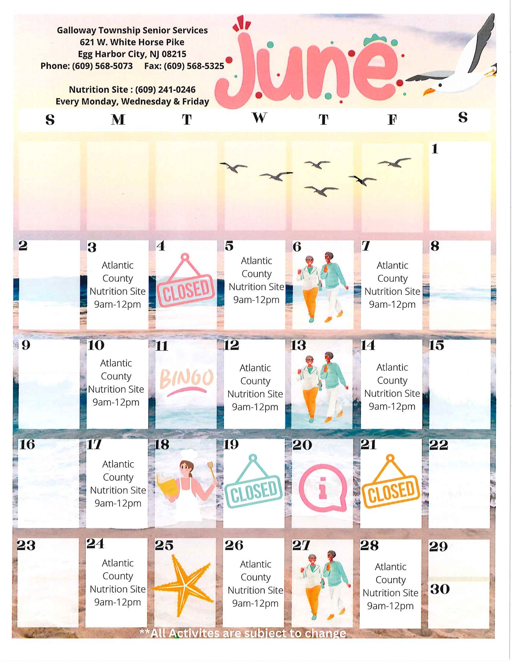 Galloway Township Senior Services Calendar – June 2024 – City of Port ...