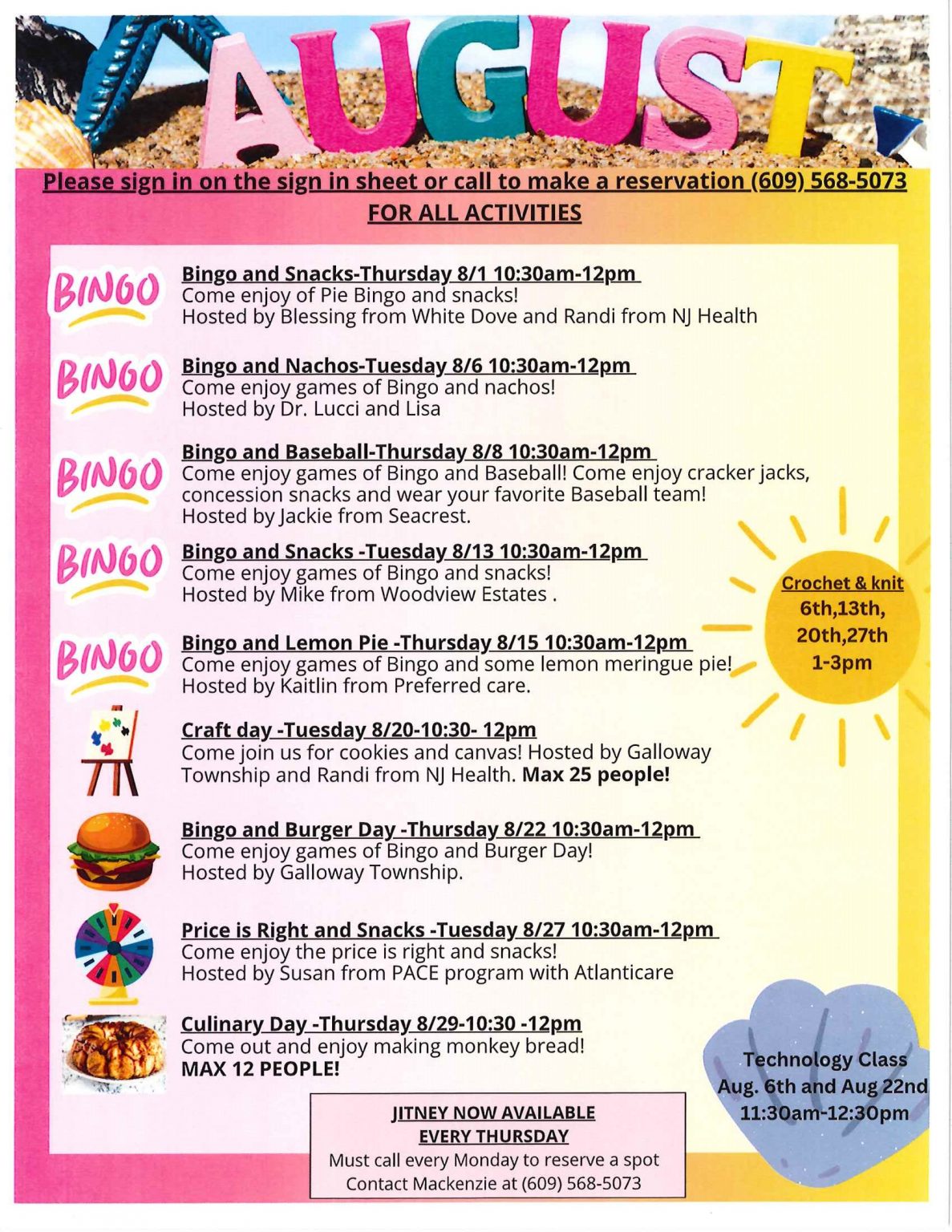 Galloway Township Senior Services Calendar – August 2024 – City of Port ...